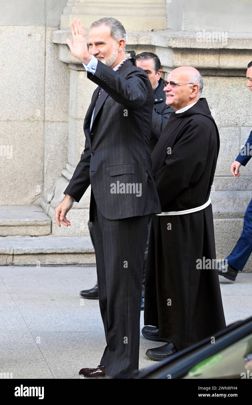 King Felipe VI on his arrival at the traditional kissing of Jesus of ...