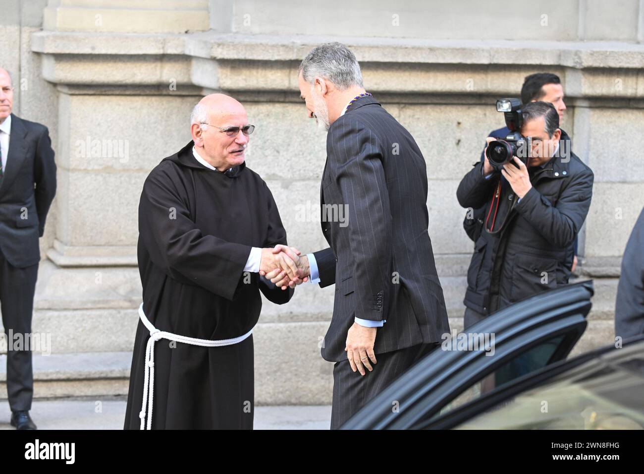 King Felipe VI on his arrival at the traditional kissing of Jesus of ...