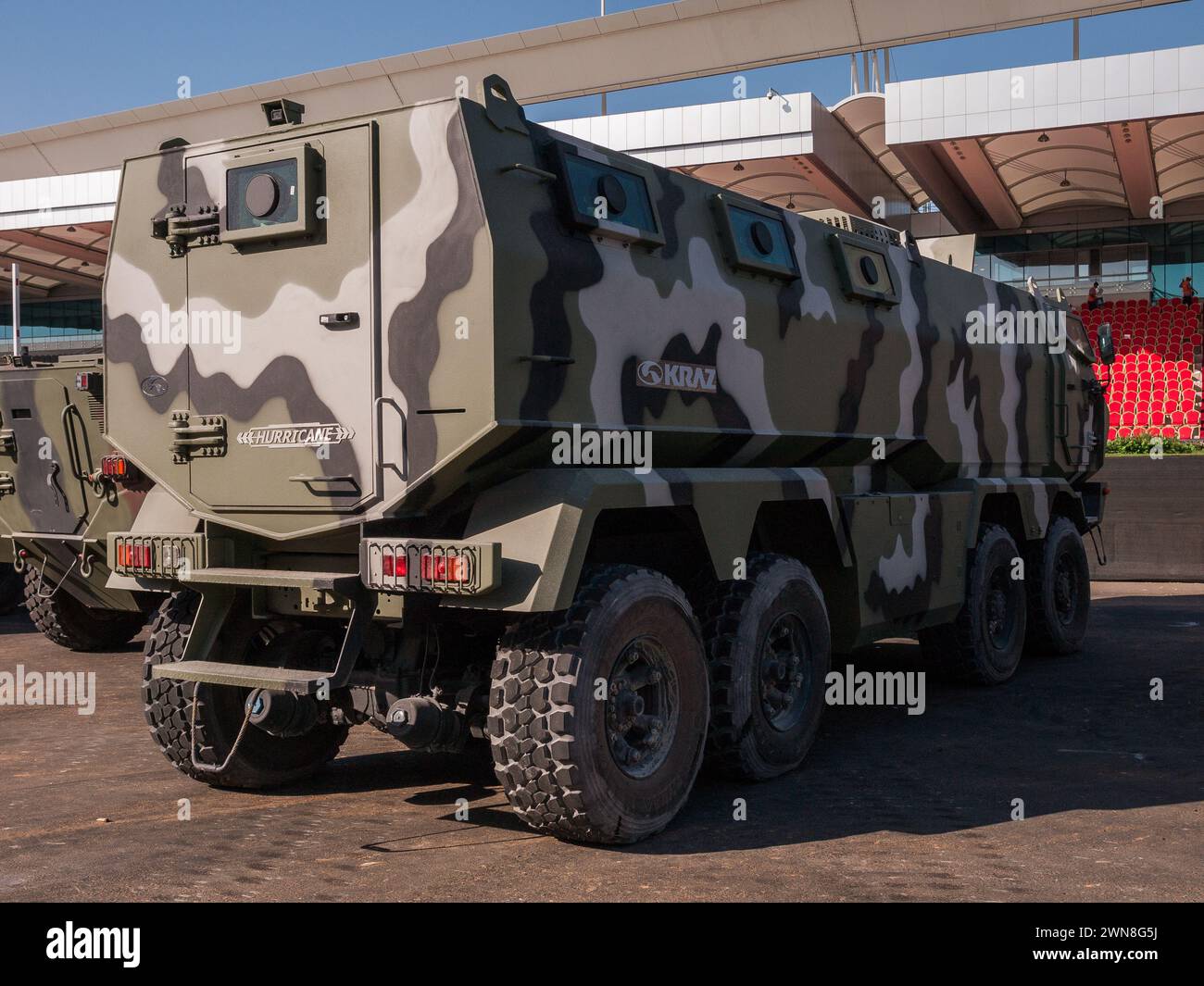Abu Dhabi, UAE - Feb.25.2015: Ukraine KrAZ Hurricane armored car at ...