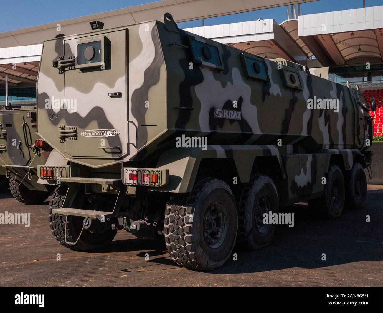 Abu Dhabi, UAE - Feb.25.2015: Ukraine KrAZ Hurricane armored car at ...