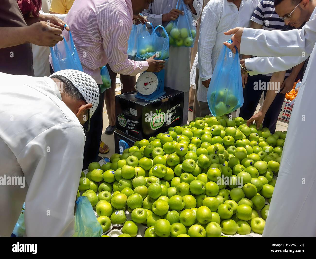 People are buying fruits in the Makkah Fruits Market. Makkah, Saudi ...