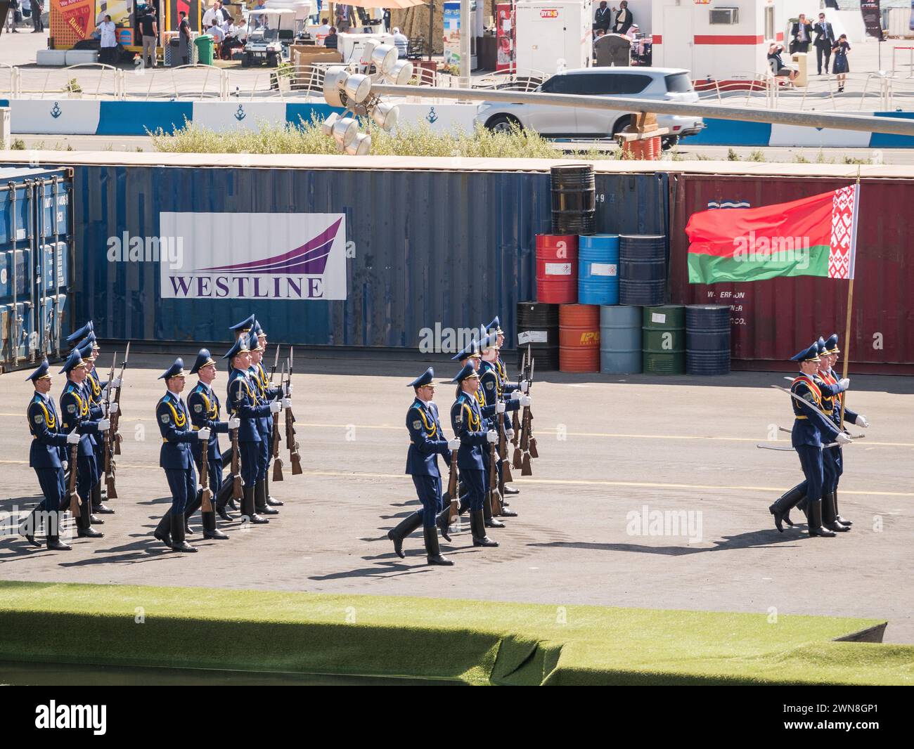 Abu Dhabi, UAE - Feb.25.2015: Honor Guard Company of the Armed forces Belarus in IDEX 2015 Stock ...