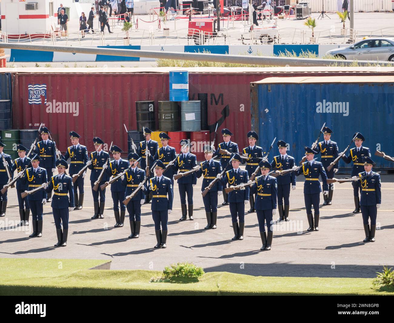 Abu Dhabi, UAE - Feb.25.2015: Honor Guard Company of the Armed forces Belarus in IDEX 2015 Stock ...