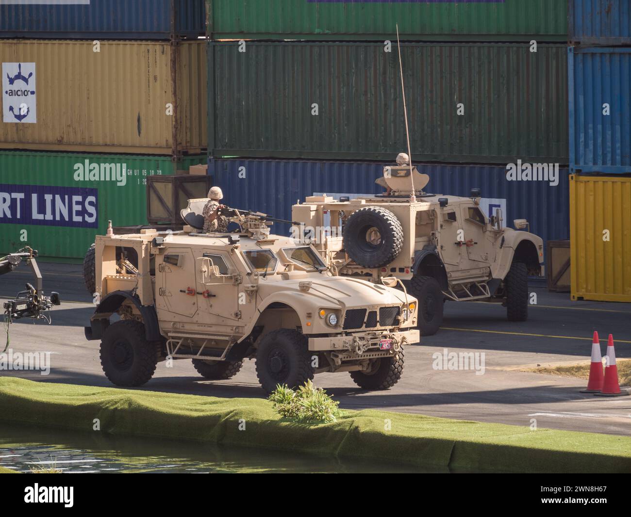 Abu Dhabi, UAE - Feb.25.2015: Oshkosh M-ATV (MRAP All Terrain Vehicle ...