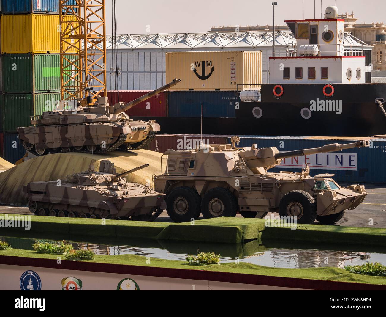 Abu Dhabi, UAE - Feb.25.2015: UAE army armoured vehicles (Leclerc tank ...