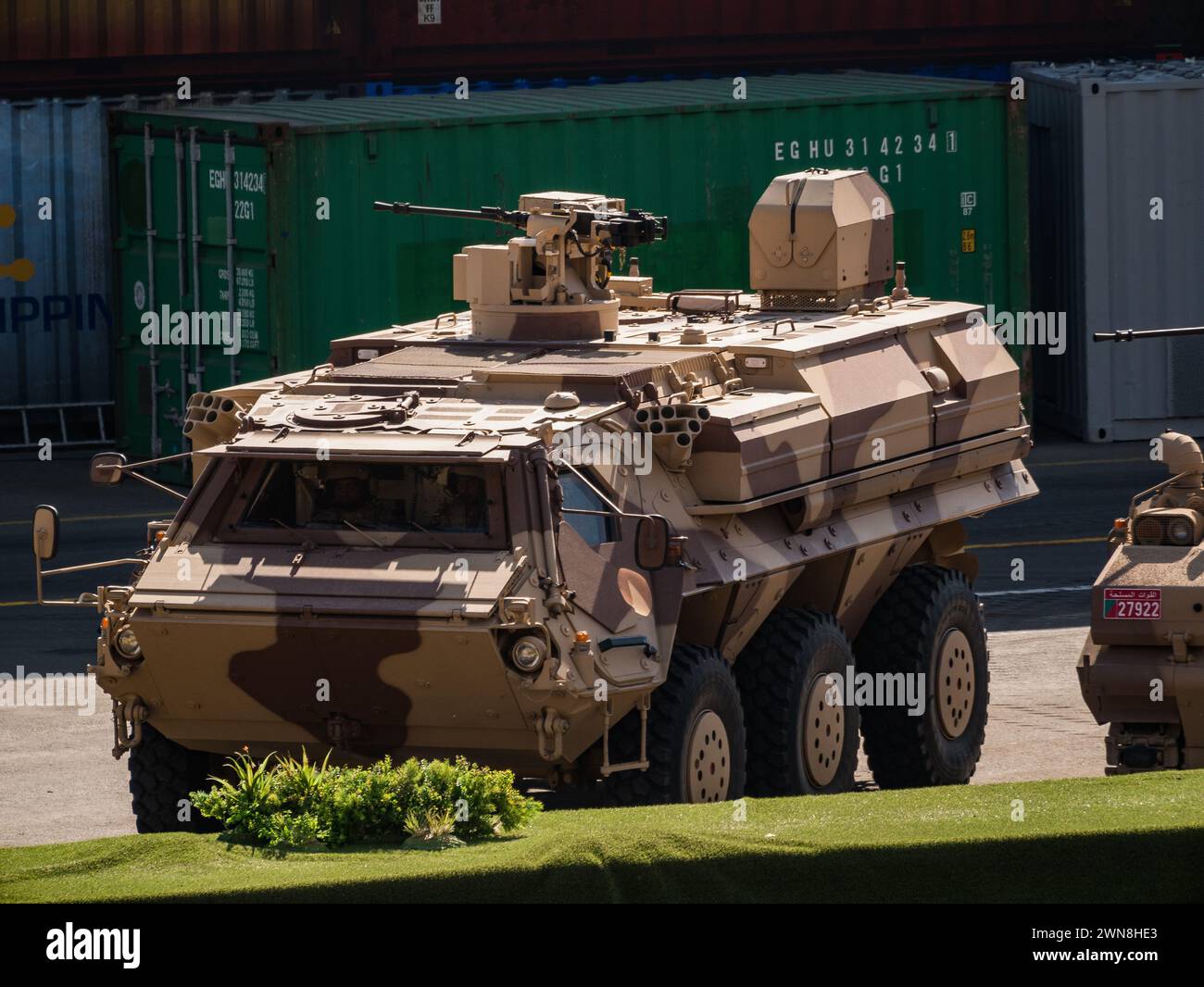 Abu Dhabi, UAE - Feb.25.2015: Rheinmetall Landsysteme Fuchs 2 (6 × 6 ...