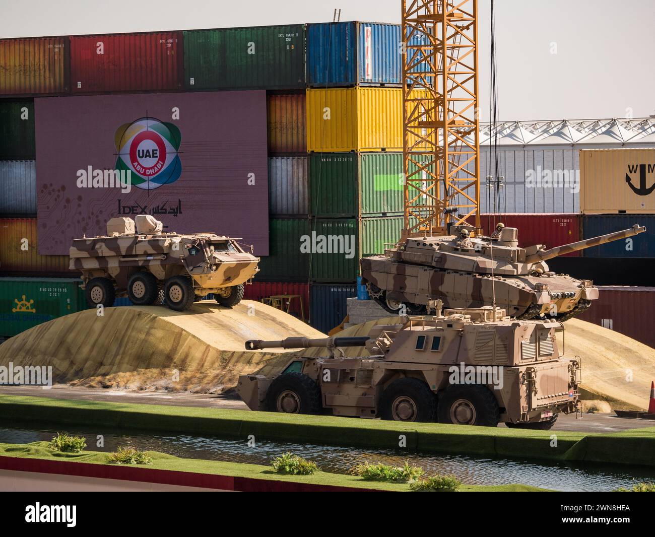 Abu Dhabi, UAE - Feb.25.2015: UAE army armoured vehicles (Leclerc tank ...