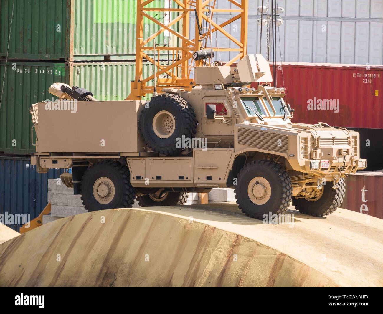 Abu Dhabi, UAE - Feb.25.2015: South African Denel RG31 Agrab 120mm ...
