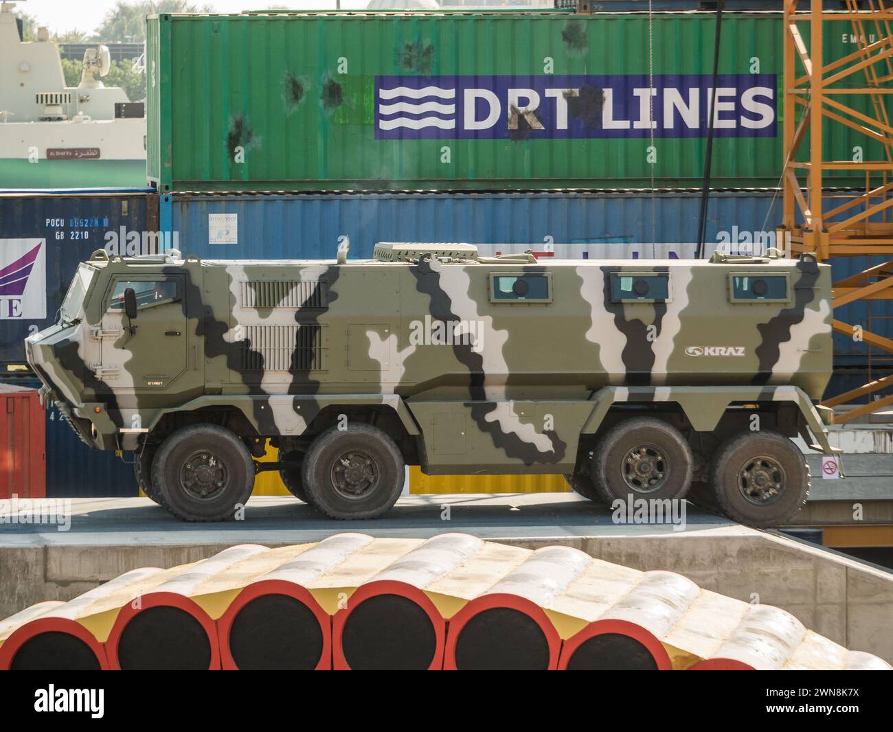 Abu Dhabi, UAE - Feb.25.2015: Ukraine KrAZ Hurricane armored car at ...