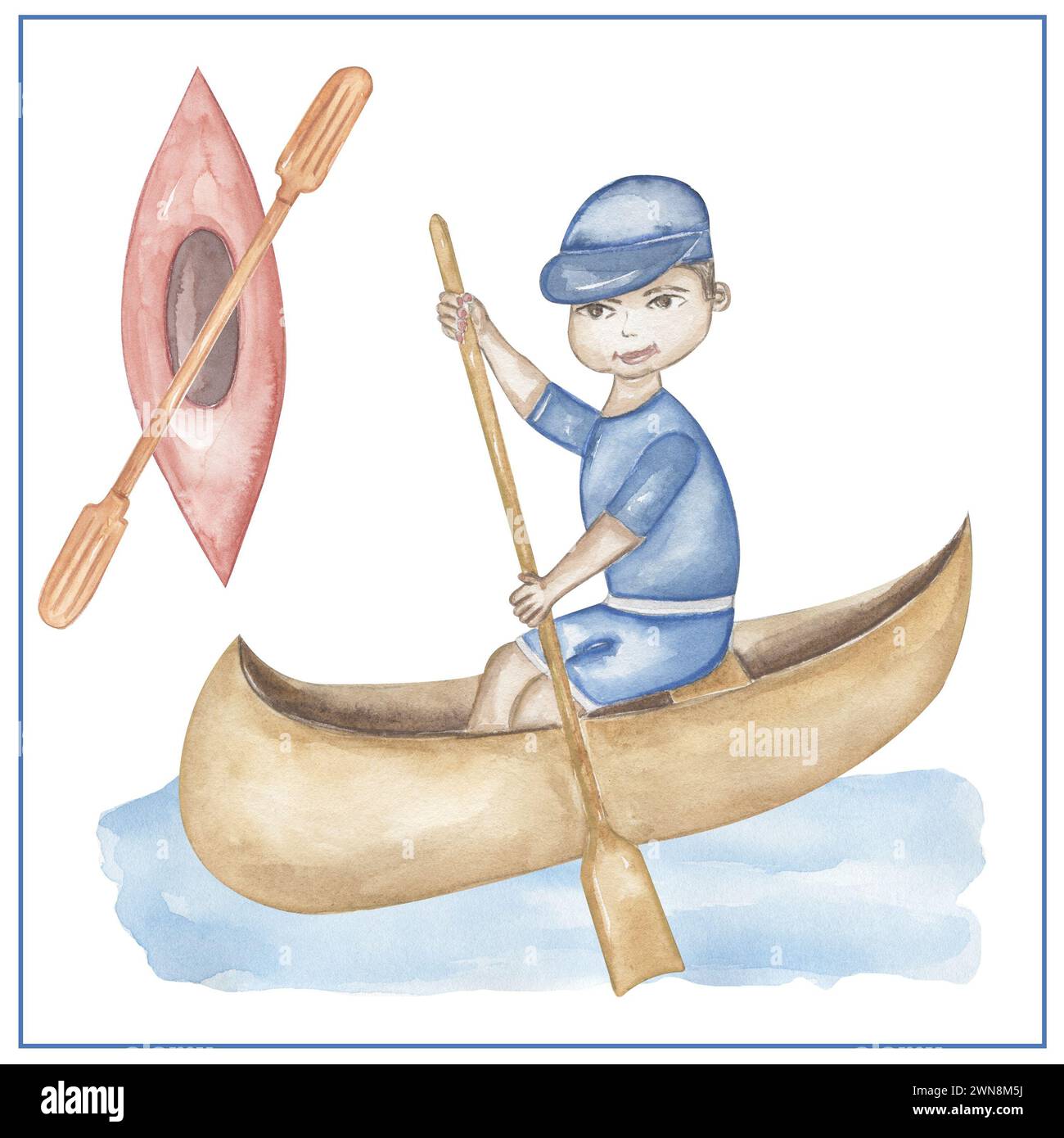 Watercolor Oarsman clipart, hand drawn illustration. Oarsman clip art ...