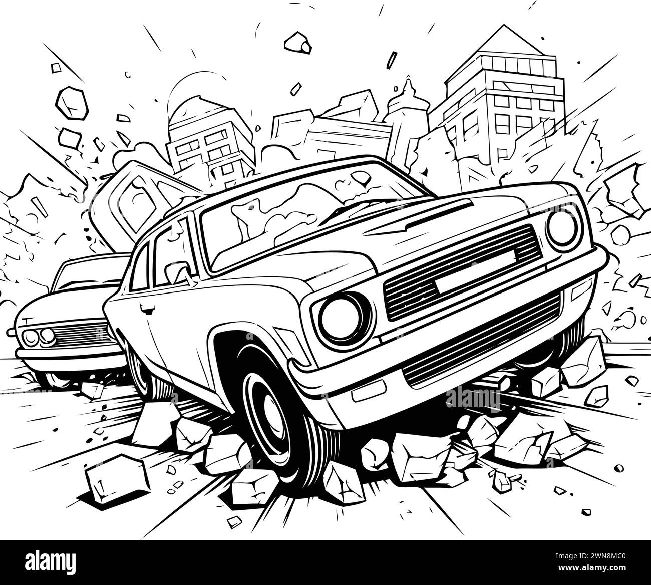 Cartoon crash car Cut Out Stock Images & Pictures - Alamy
