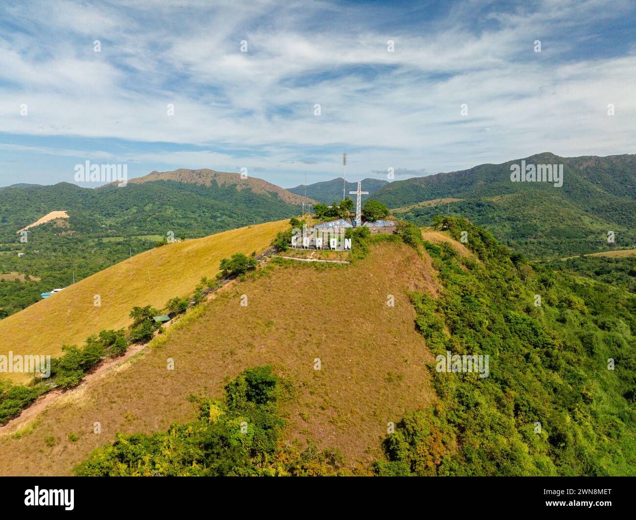 Big Cross on the hill in Coron. Mount Tapyas Viewdeck. Palawan ...