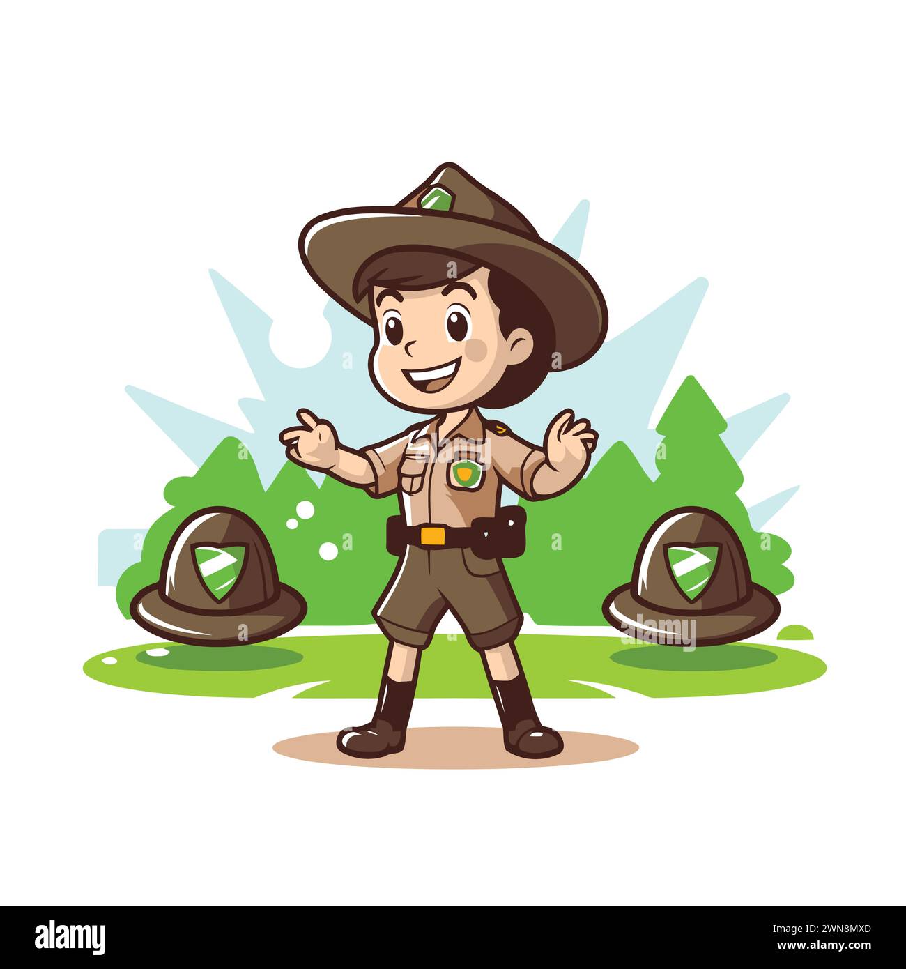 Vector illustration boy scout cartoon hi-res stock photography and ...