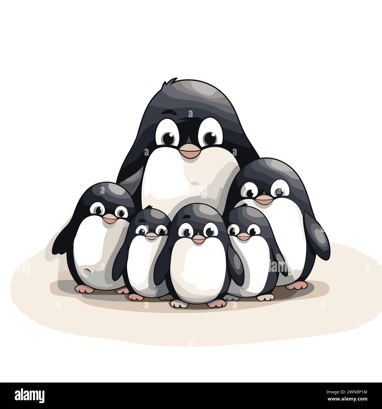 Illustration of a group of cute penguins on a white background Stock ...
