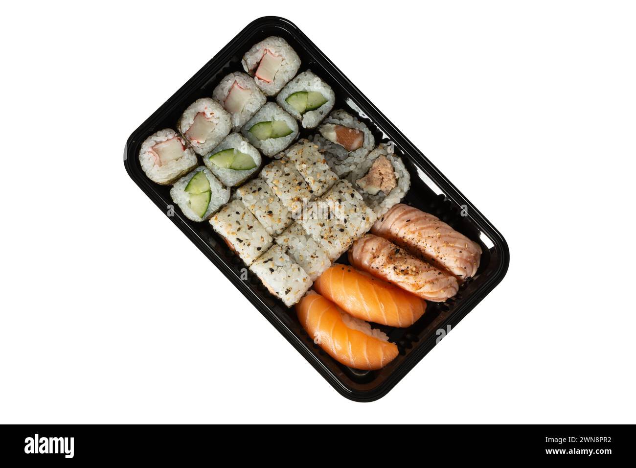 A sushi delivery box on white background, isolated Stock Photo - Alamy