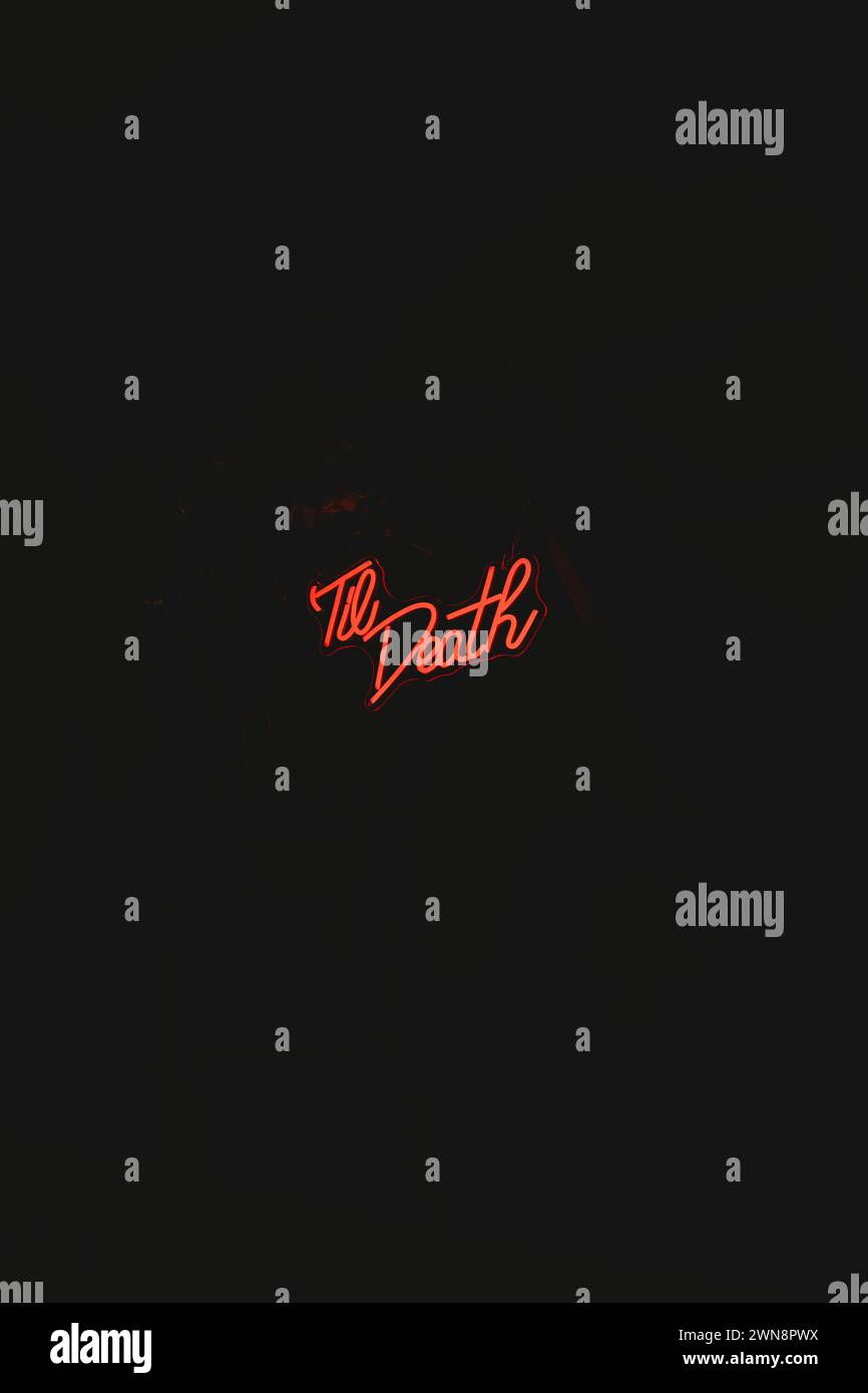 'til death neon sign in dark room Stock Photo - Alamy