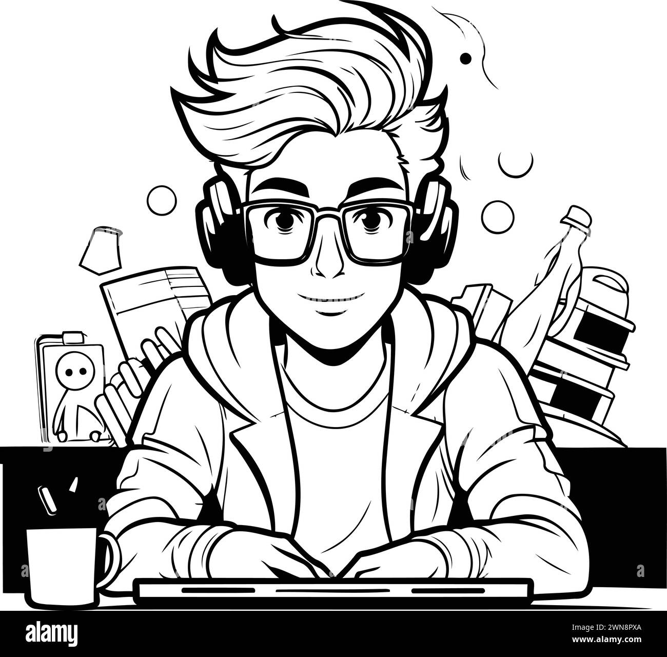 Black and white person computer Stock Vector Images - Alamy