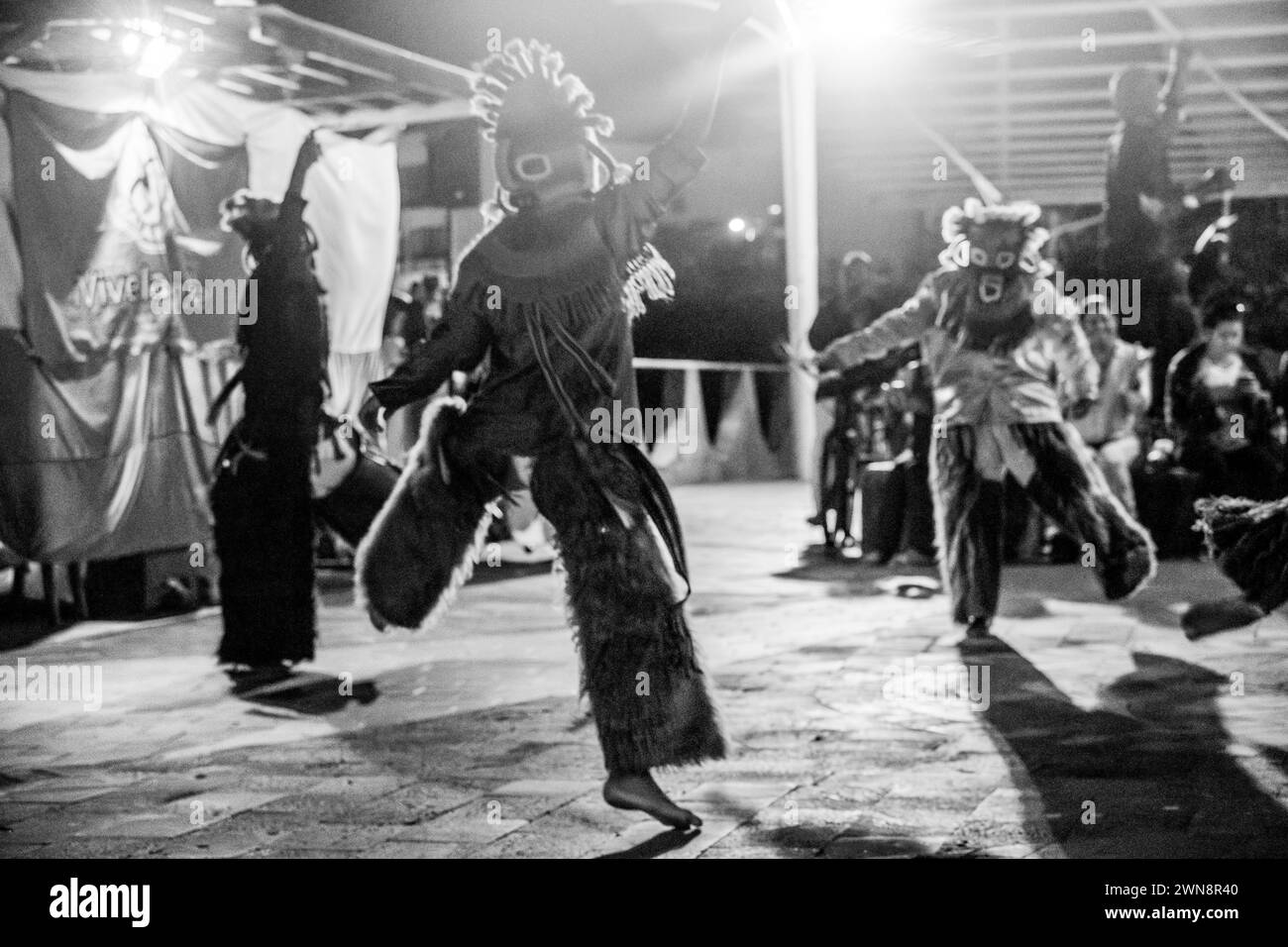 Native dance festival in the main square of Santa Cruz, Galapago Stock ...
