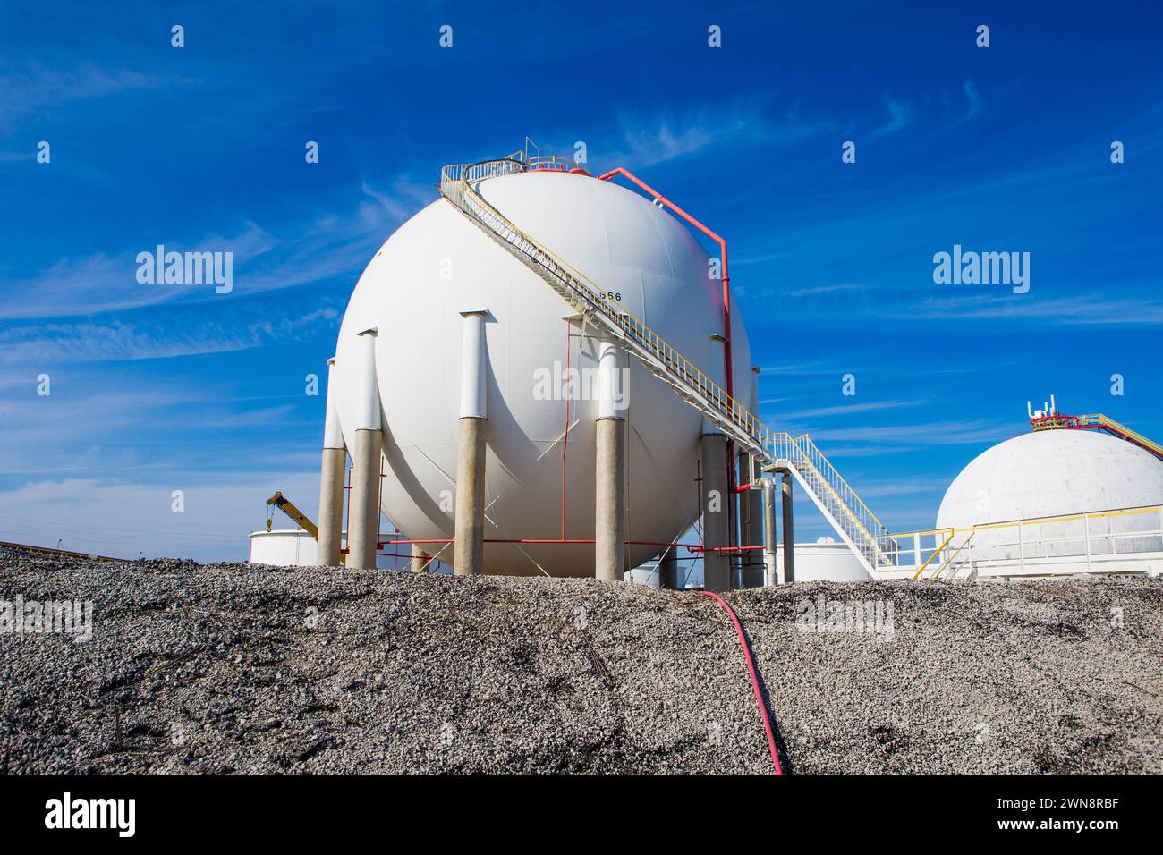 Sphere tanks at refining facility Stock Photo - Alamy