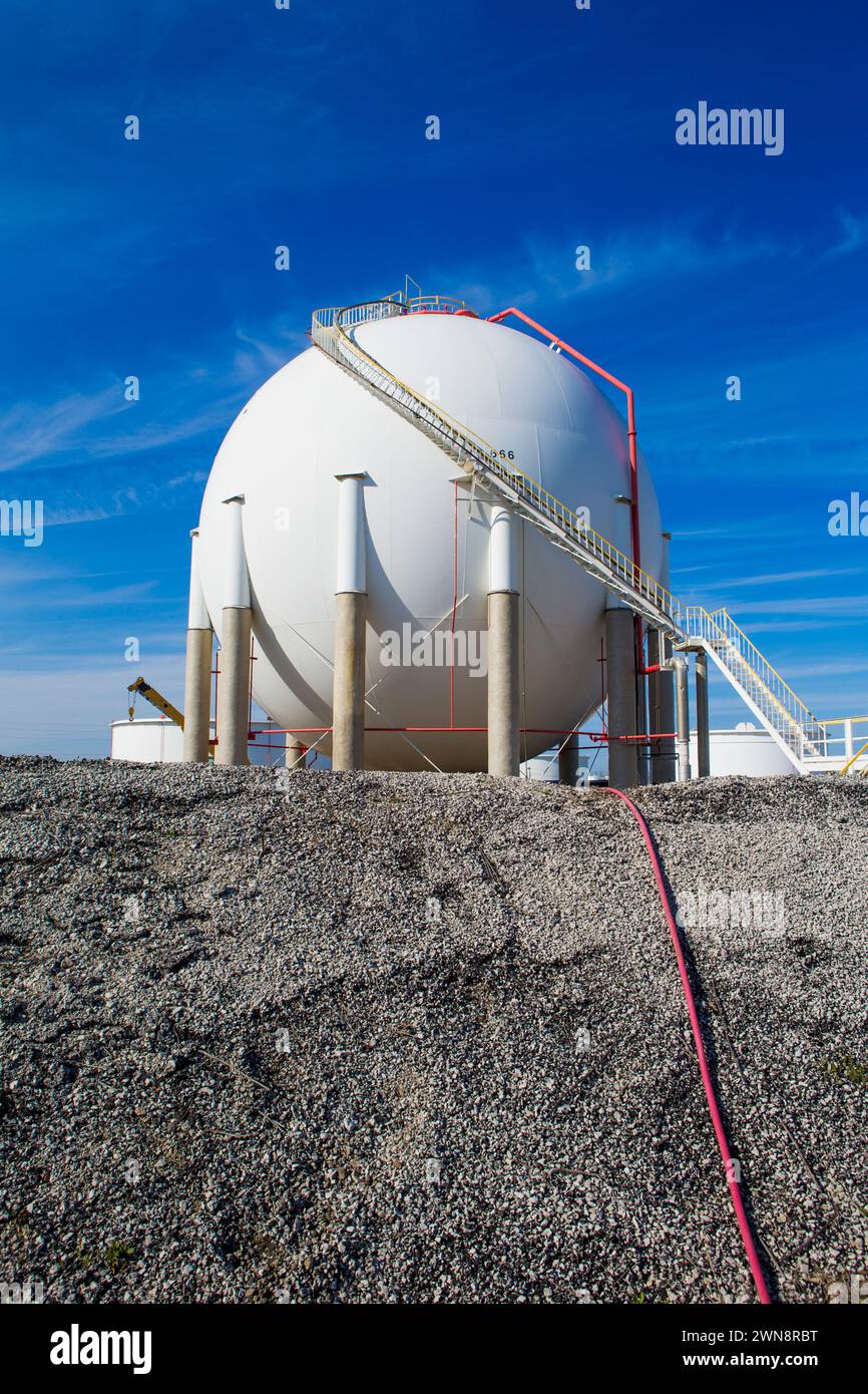 Sphere tanks at refining facility Stock Photo - Alamy