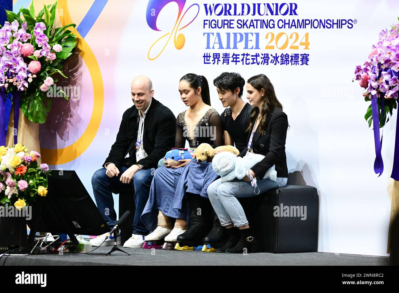 Lauren Audrey BATKOVA & Jacob YANG (CZE), at Kiss & Cry, during Junior ...