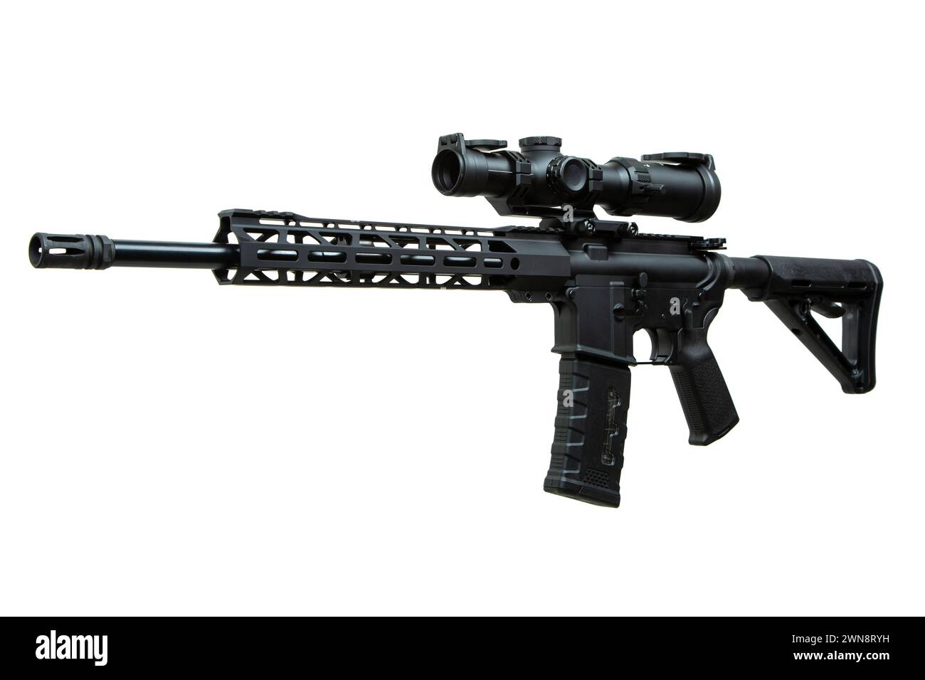 Modern automatic carbine with optical sight. Weapons for police ...