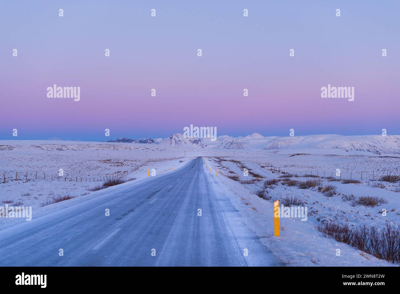Icy Road at Twilight, South Iceland Stock Photo - Alamy