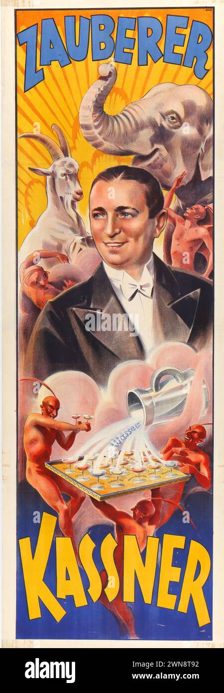 Vintage Magician Performer Posters. Zauberer Kassner. Circa 1930s Stock ...