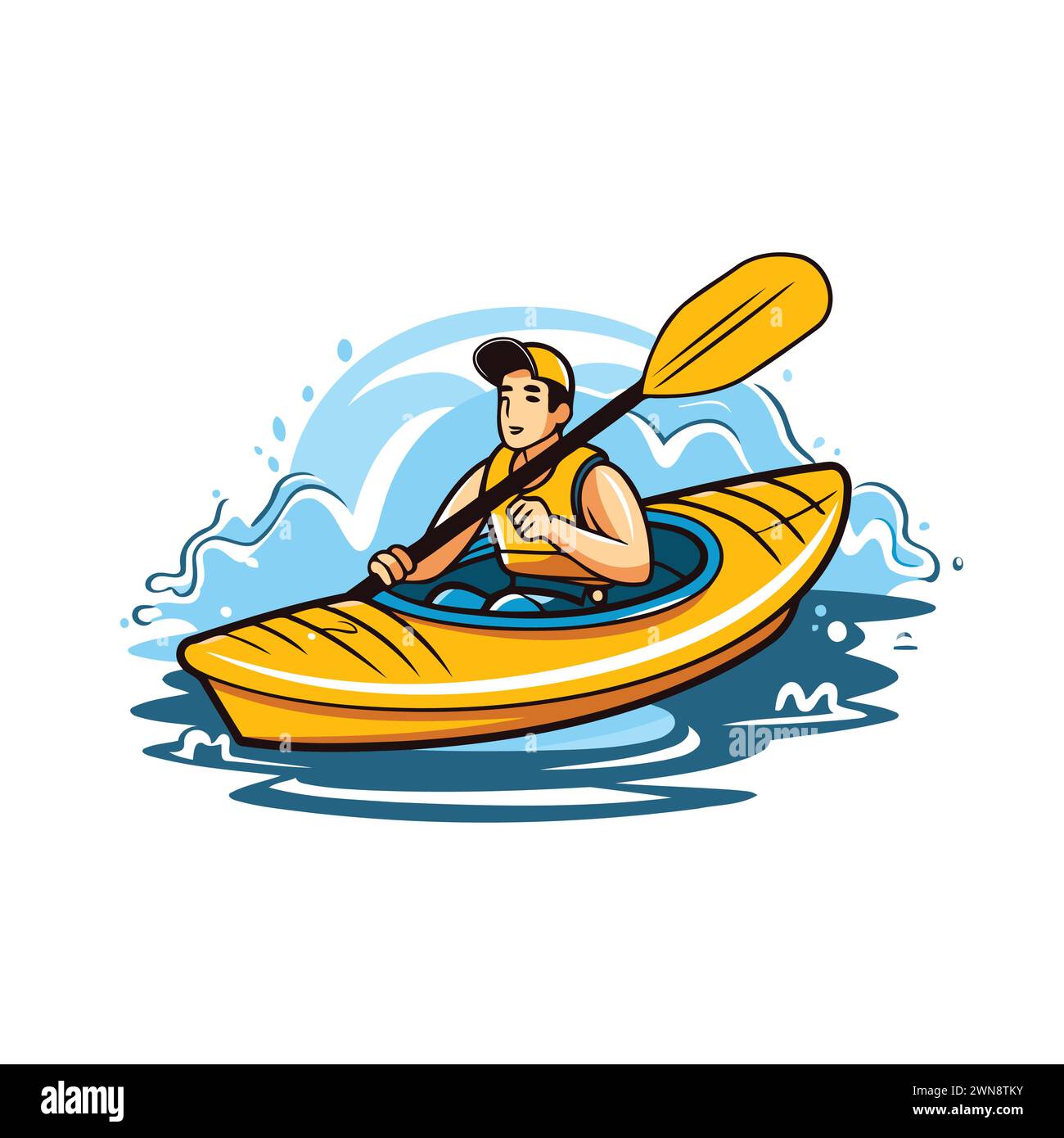 Kayaking. Isolated vector illustration on white background. Cartoon ...