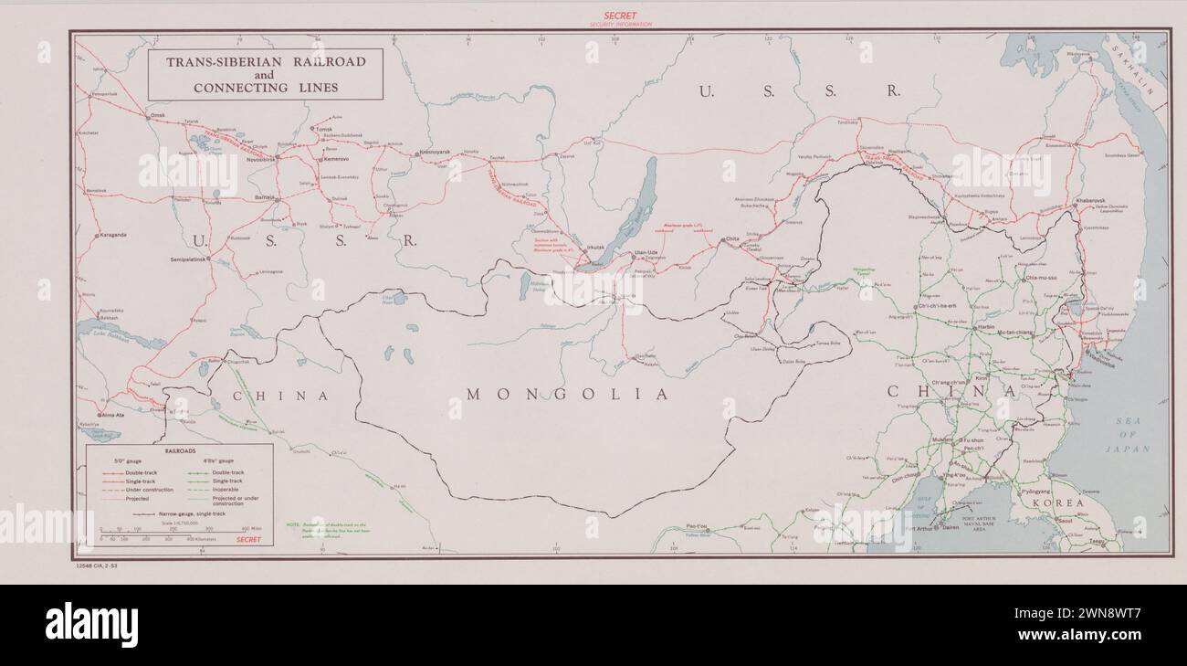 Vintage Map of the Trans-Siberian Railroad and Connecting Lines ...