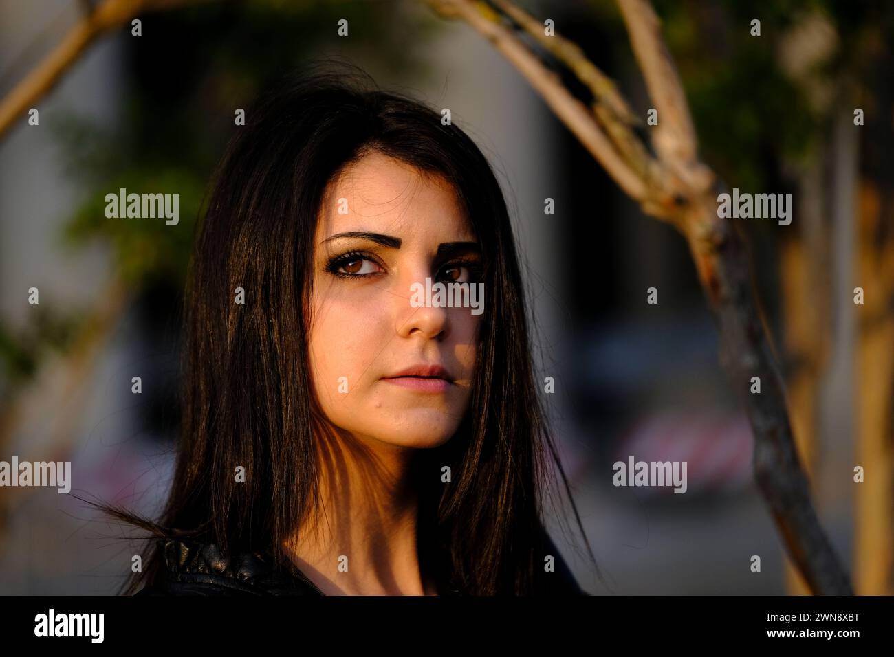 Portrait mysterious woman enjoying sunset hi-res stock photography and ...