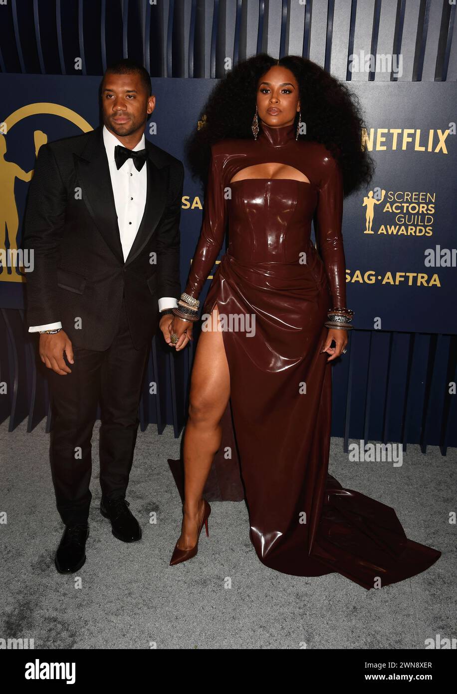 LOS ANGELES, CALIFORNIA - FEBRUARY 24: (L-R) Russell Wilson and Ciara ...