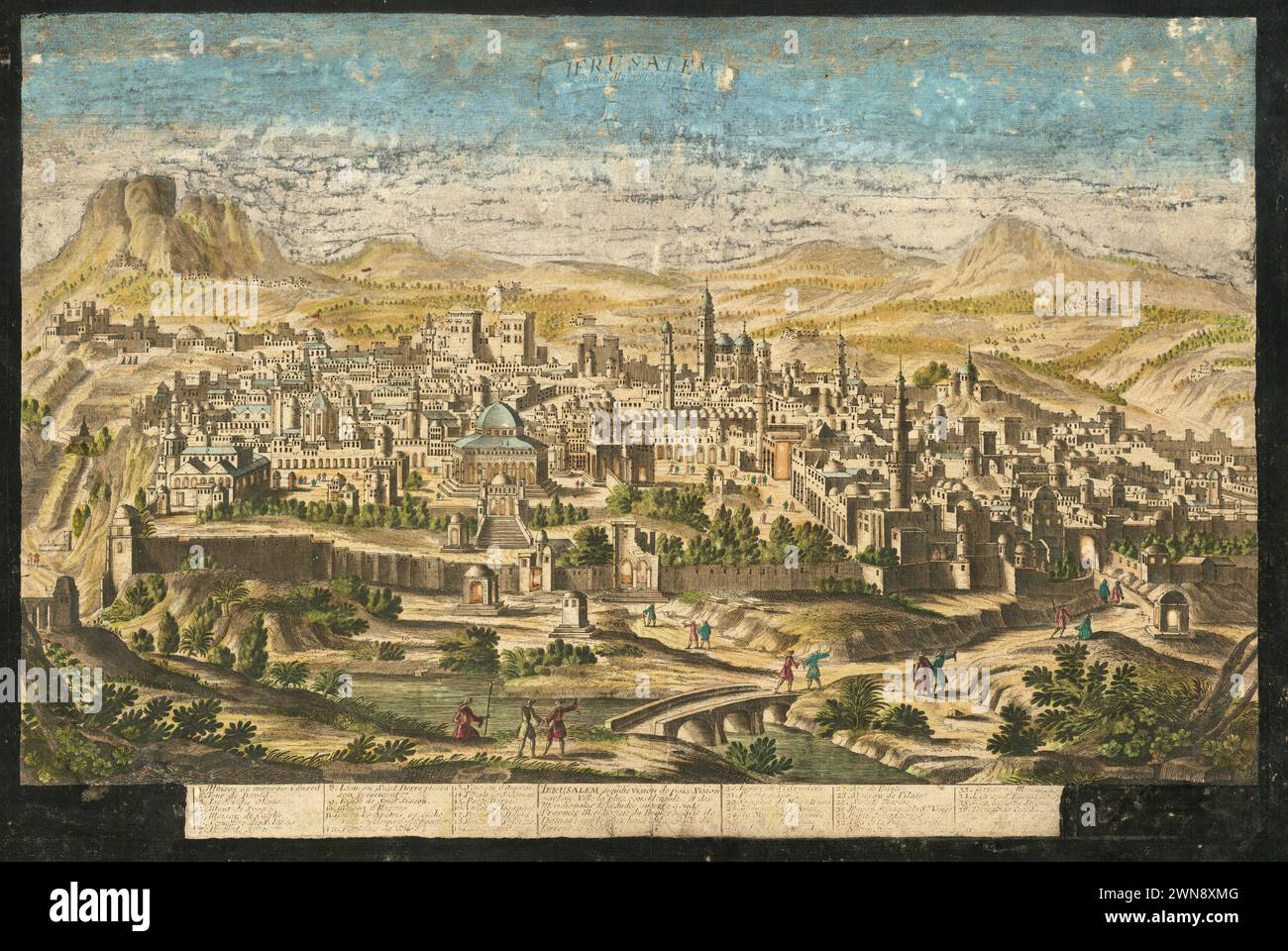 Vintage art work. Jerusalem, as it was then Jacques Chereau's view of ...