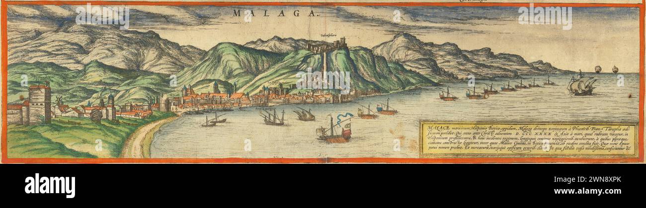 Nice old color example of this decorative views of Malaga, from Braun ...