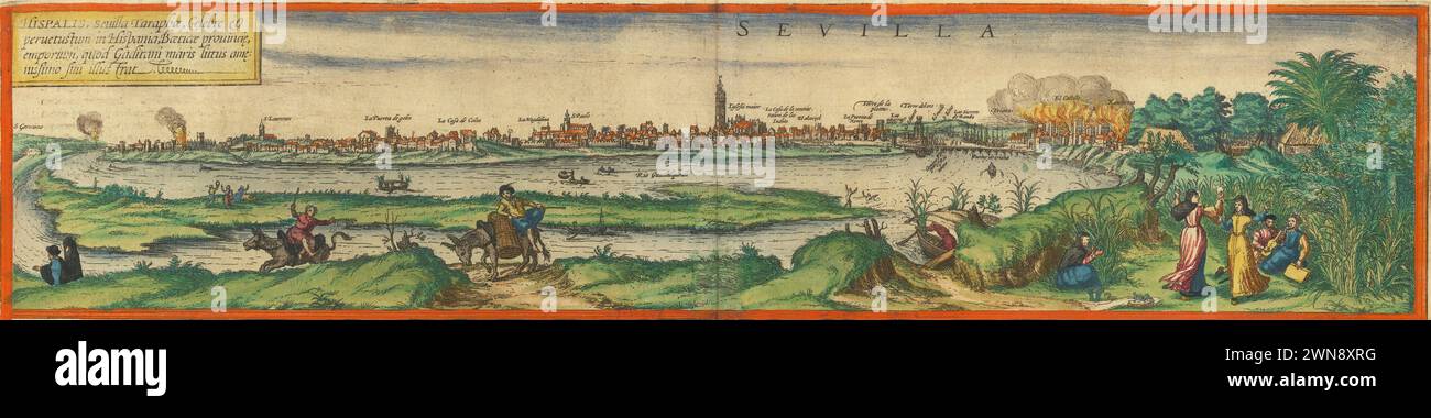 Nice old color example of this decorative views of Sevilla from Braun ...