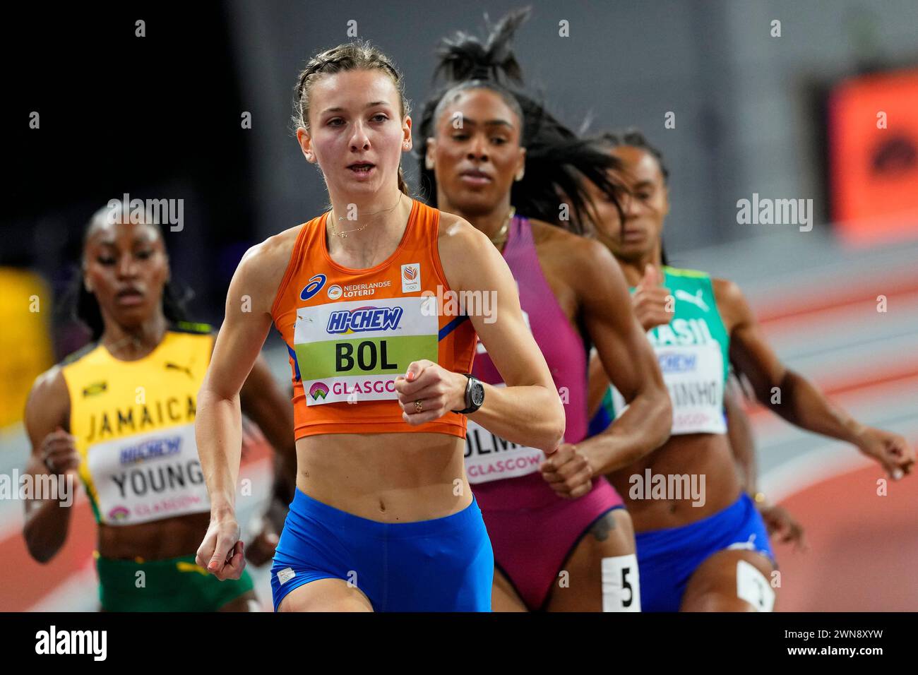 Femke Bol, of the Netherlands, competes in a women's 400 meters heat ...