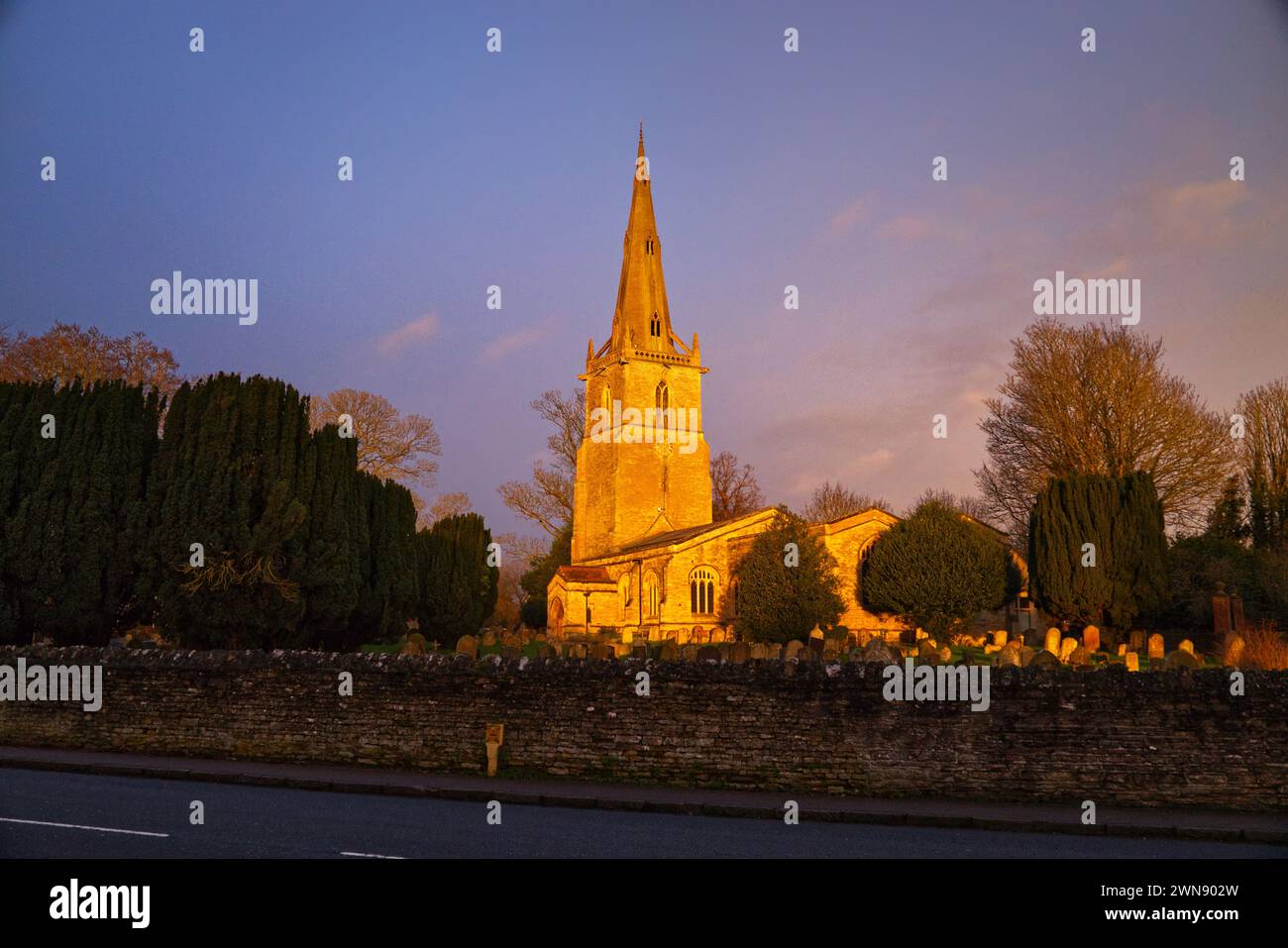 Sunrise at St Peter's Church in the village of Sharnbrook, Bedfordshire ...