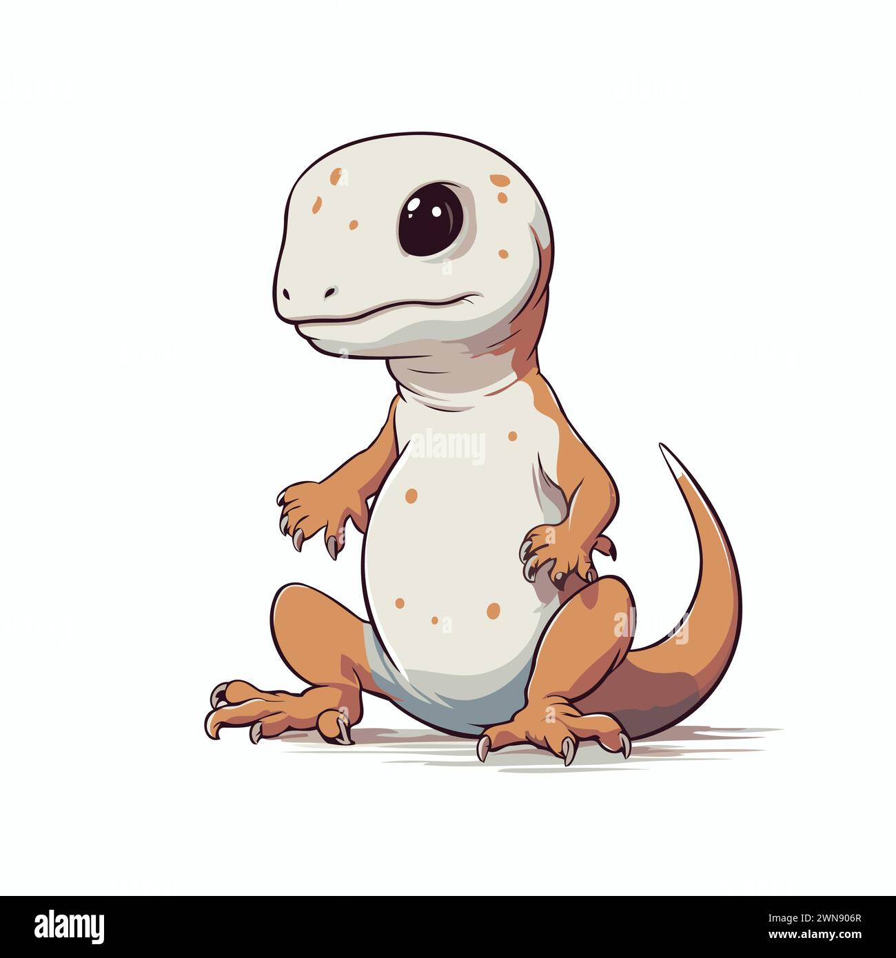 Cute cartoon lizard isolated on a white background. Vector illustration ...
