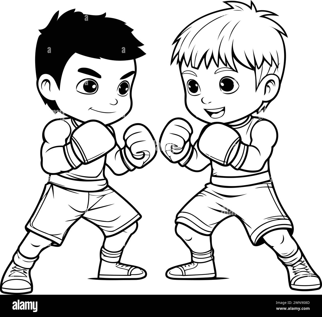 Kids fight illustration Black and White Stock Photos & Images - Alamy