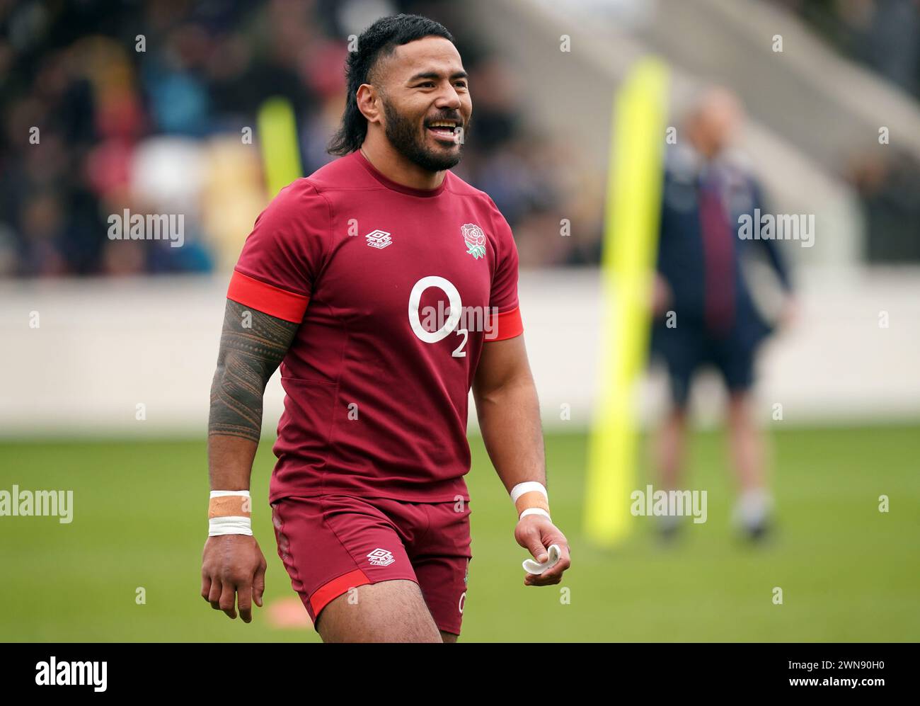England's Manu Tuilagi during a training session at the LNER Community ...