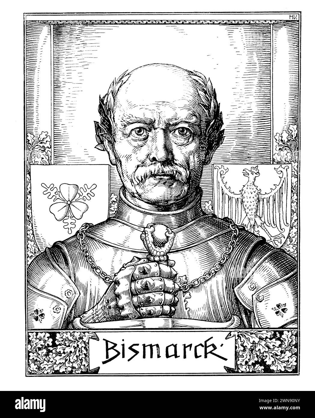 Otto von Bismarck (1815-1898), German statesman and Chancellor, heroic ...