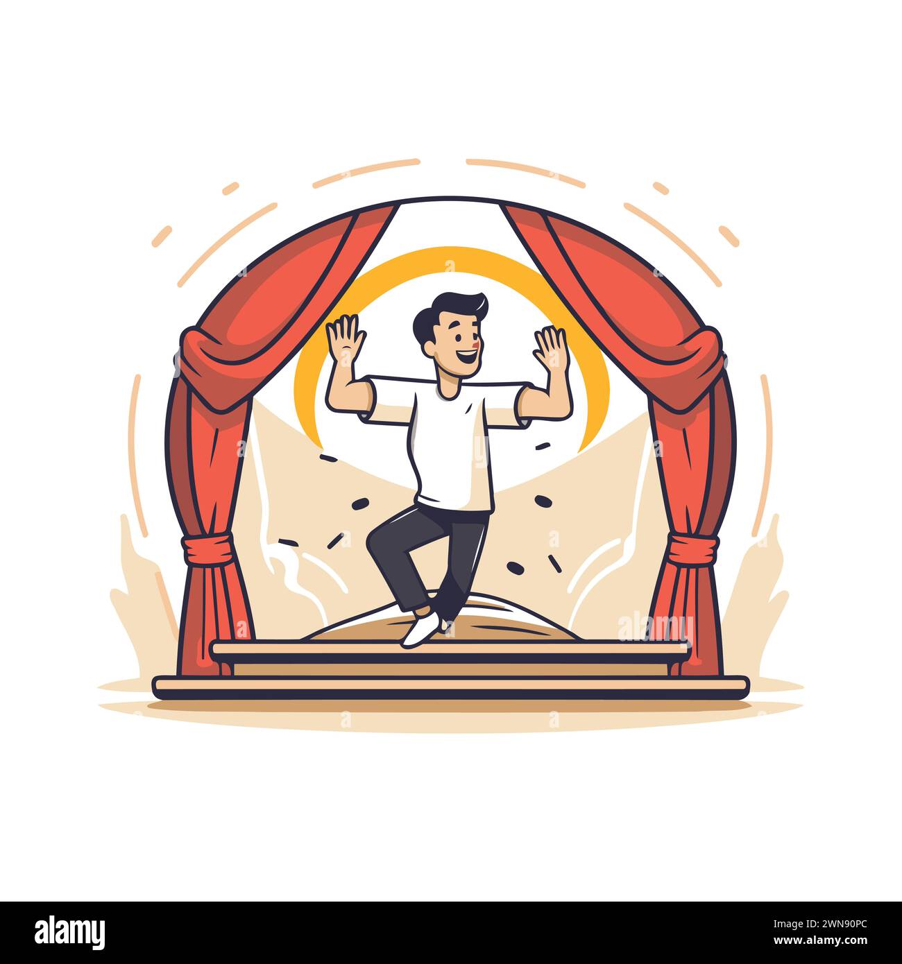 Man dancing on stage. Vector illustration in flat style. Isolated on ...