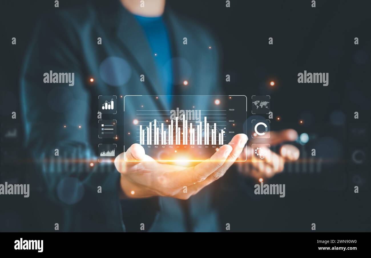 Hands on laptop system analytics hi-res stock photography and images ...