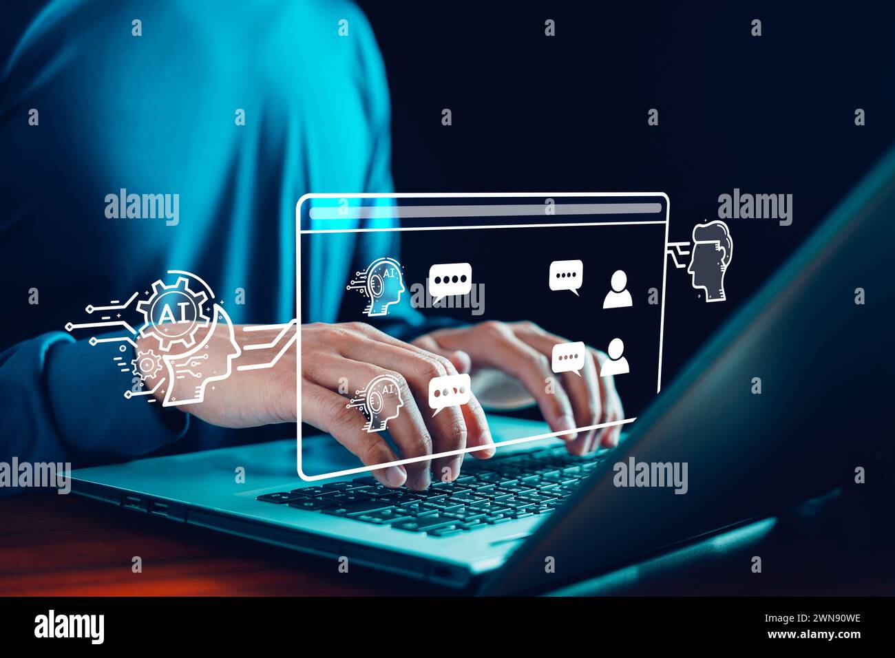 AI chatbot conversation using artificial intelligence technology smart ...