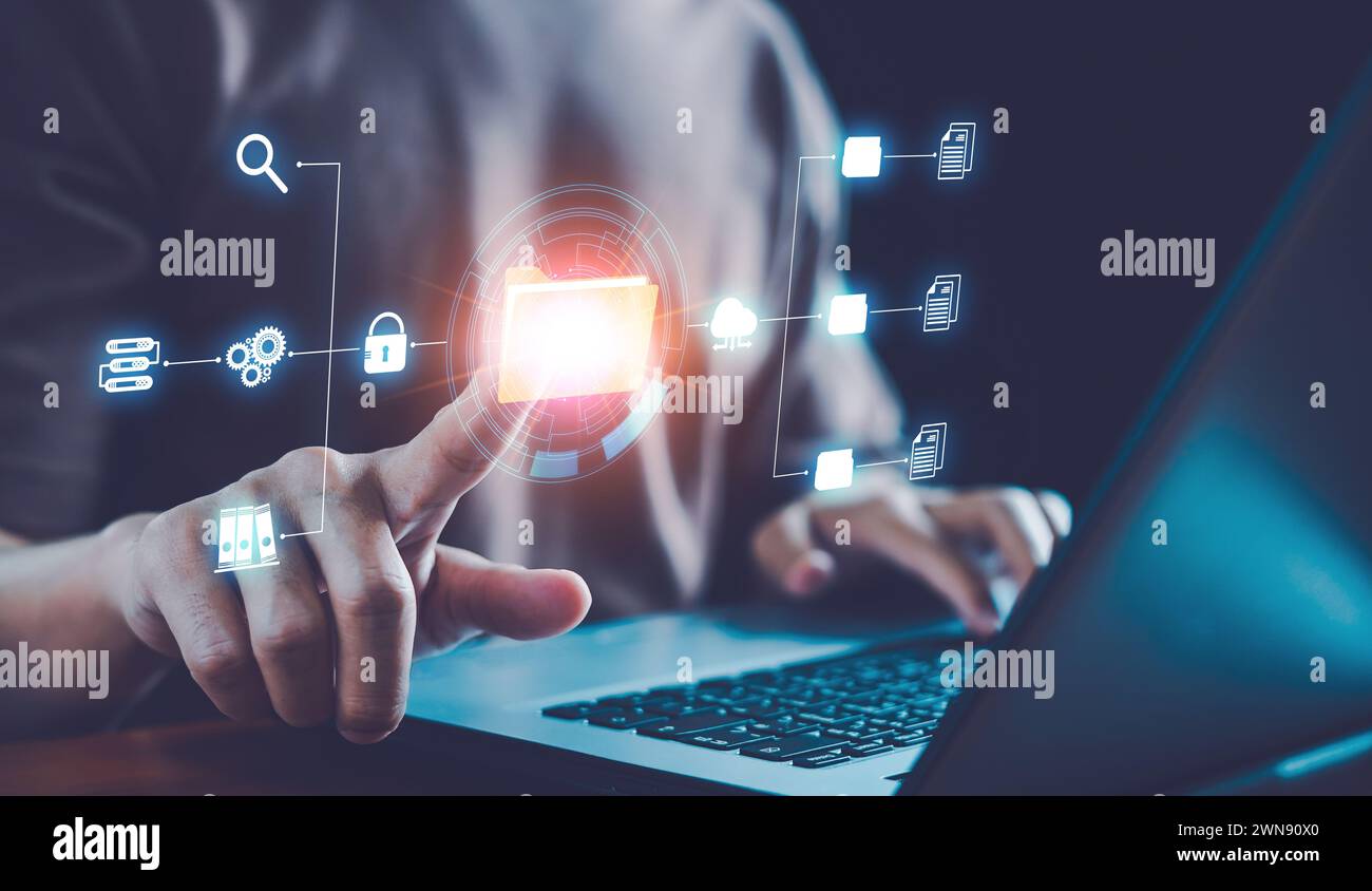 DMS document Management System, Businessman pointing folder icon to use ... DMS document Management System, Businessman pointing folder icon to use ...