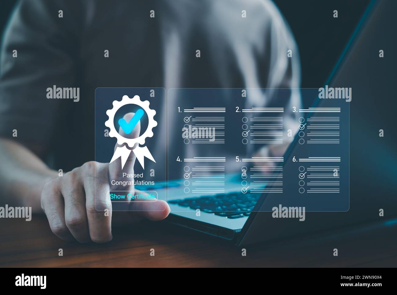 Online digital survey exam, audit, Test questionnaire, Businessman Take ...