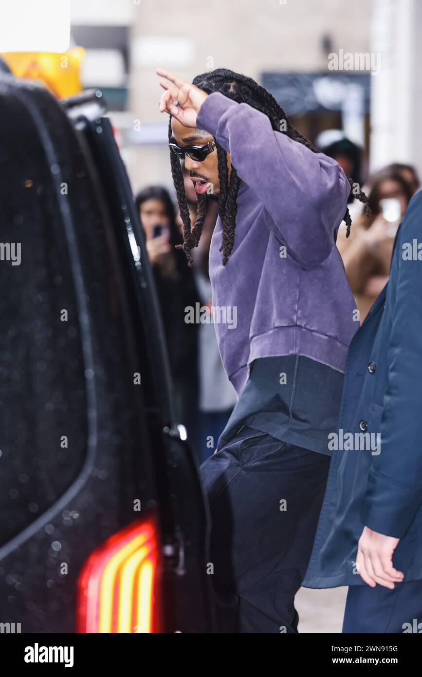 Milan, Italy. 22nd Feb, 2024. Quavo is attending the Milan Fashion Week ...