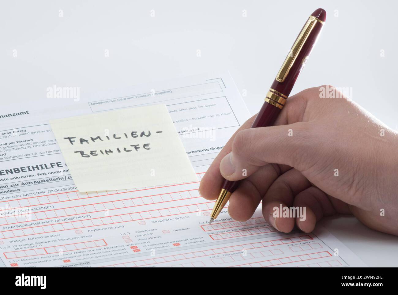 filling in the application for family allowance, financial support from ...