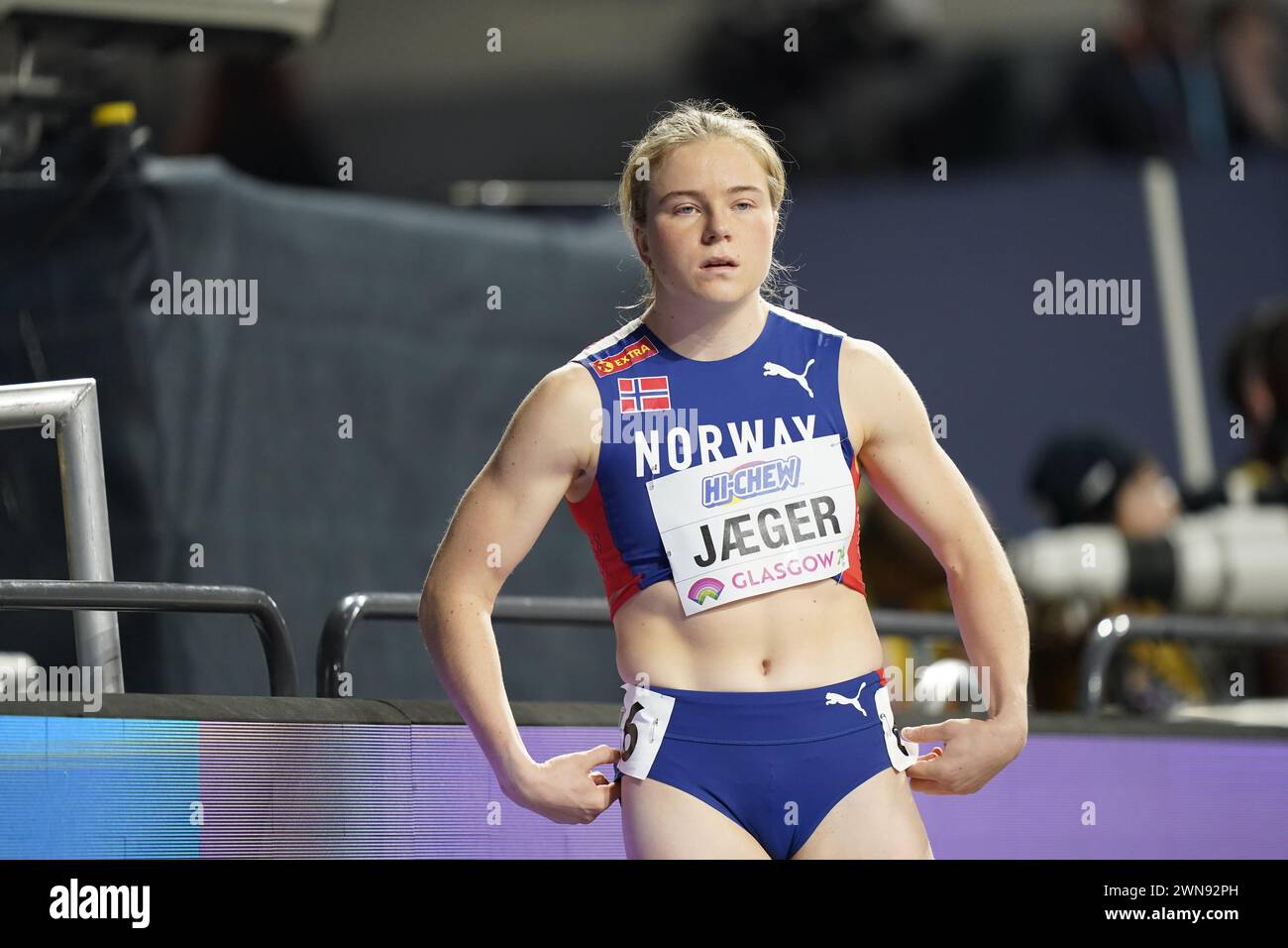 Glasgow, Scotland 20240301.Henriette Jaeger after the women's 400 meters during the indoor ...