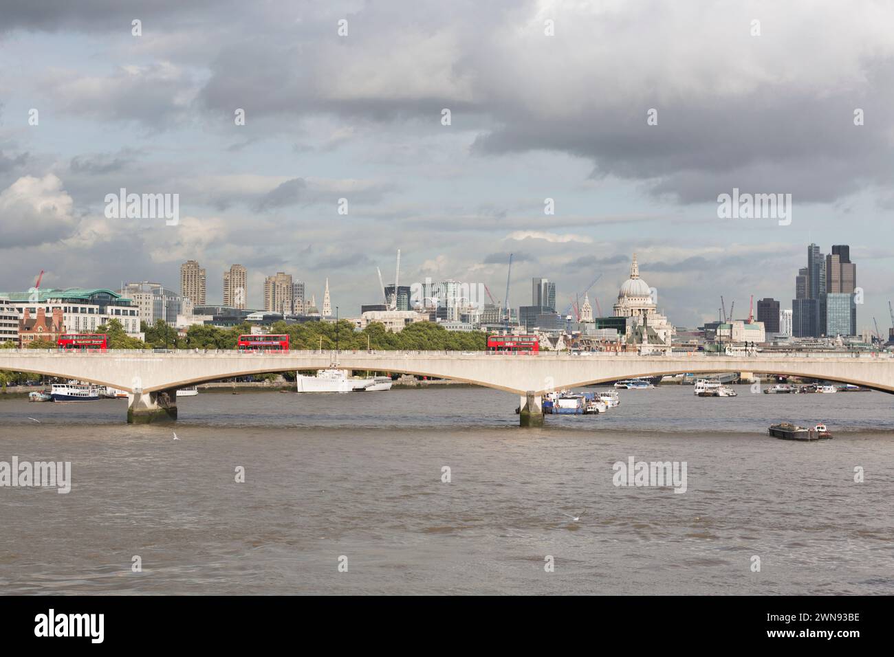 London skyline towards river thames towards waterloo bridge hi-res ...